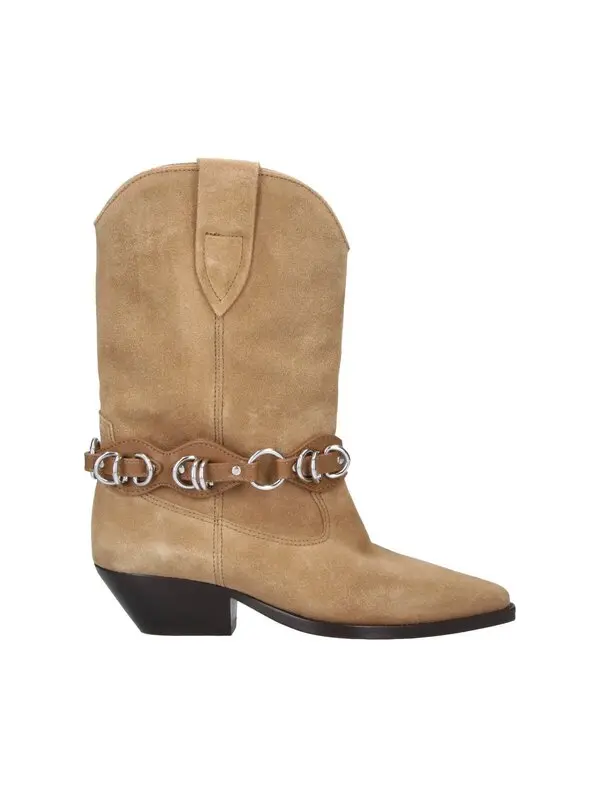 Isabel Marant Étoile Suede Western Harness Mid-calf Boots - Taupe
