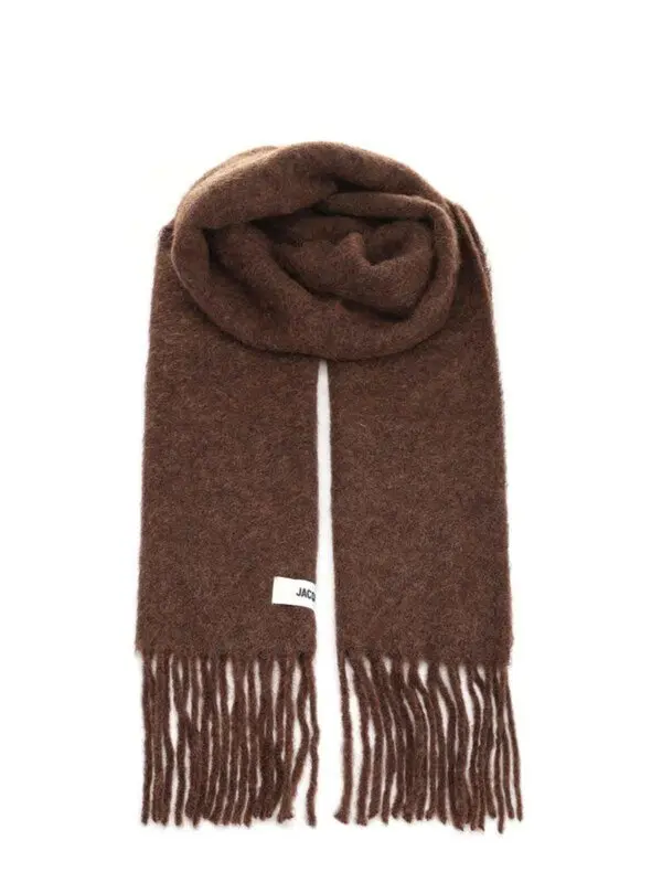Jacquemus Oversized Fringe Scarf - Brown