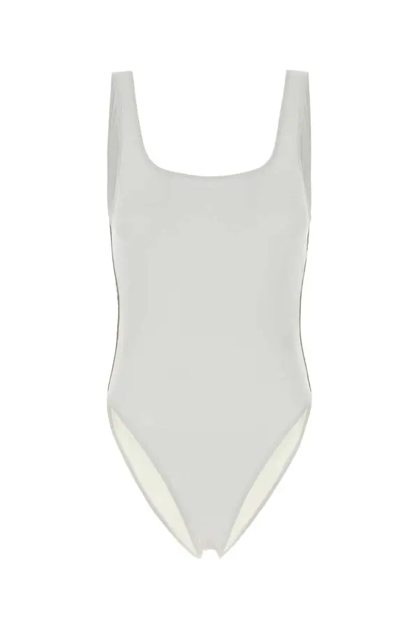 Burberry One Piece Swimsuit With Vintage Check Straps - White
