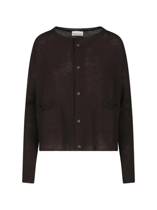 MA'RY'YA Virgin Wool Button-front Cardigan - Brown