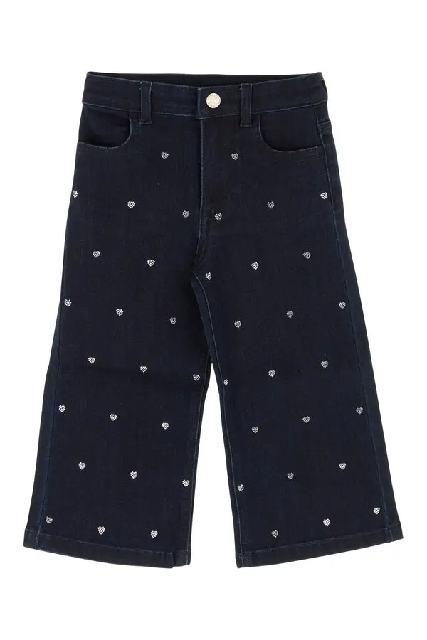 Twin-set Mini Jeans With Heart Appliqu - Blu