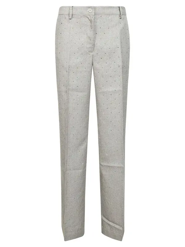 PAROSH Houndstooth Rhinestone Pants
