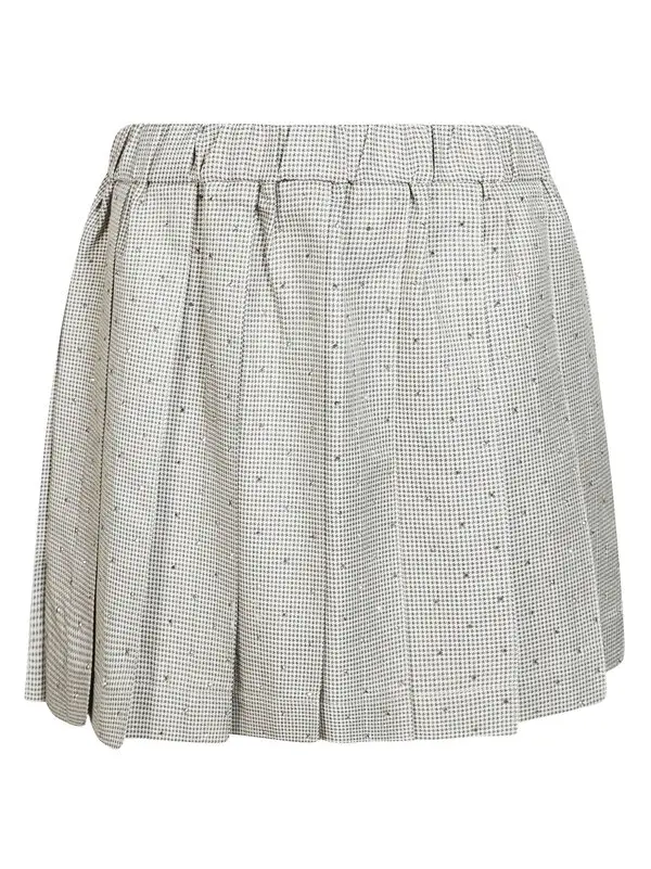 PAROSH Houndstooth Rhinestone-embellished Pleated Skirt