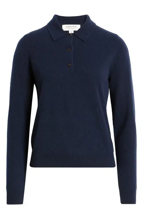 Nordstrom Cashmere Polo Sweater - Navy Night