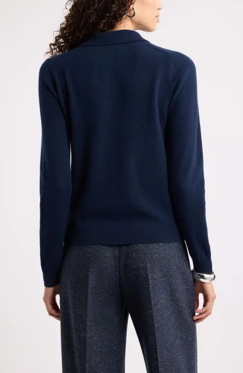 Nordstrom Cashmere Polo Sweater - Navy Night