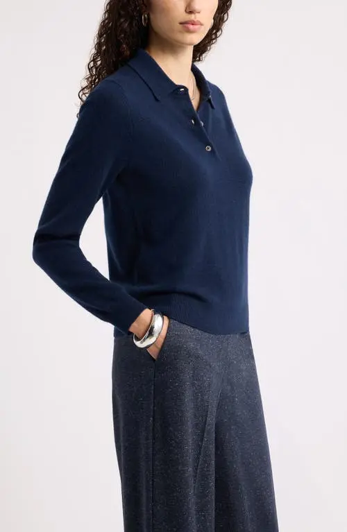 Nordstrom Cashmere Polo Sweater - Navy Night