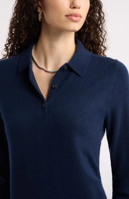Nordstrom Cashmere Polo Sweater - Navy Night