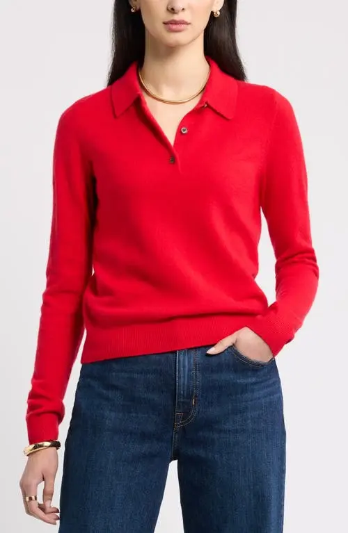 Nordstrom Cashmere Polo Sweater - Red Celebration