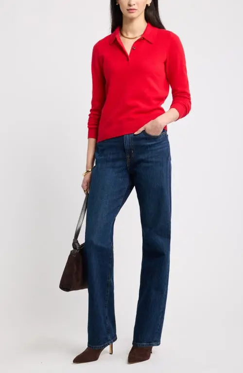 Nordstrom Cashmere Polo Sweater - Red Celebration