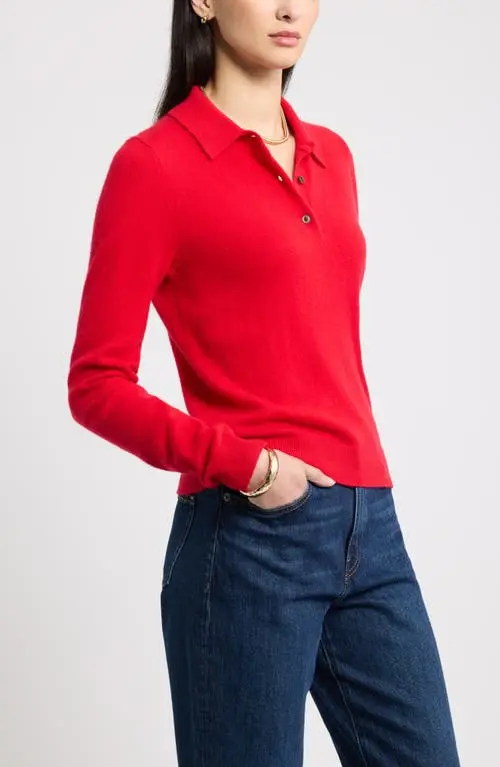 Nordstrom Cashmere Polo Sweater - Red Celebration