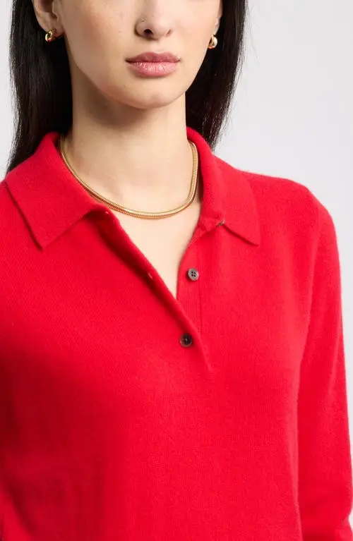Nordstrom Cashmere Polo Sweater - Red Celebration