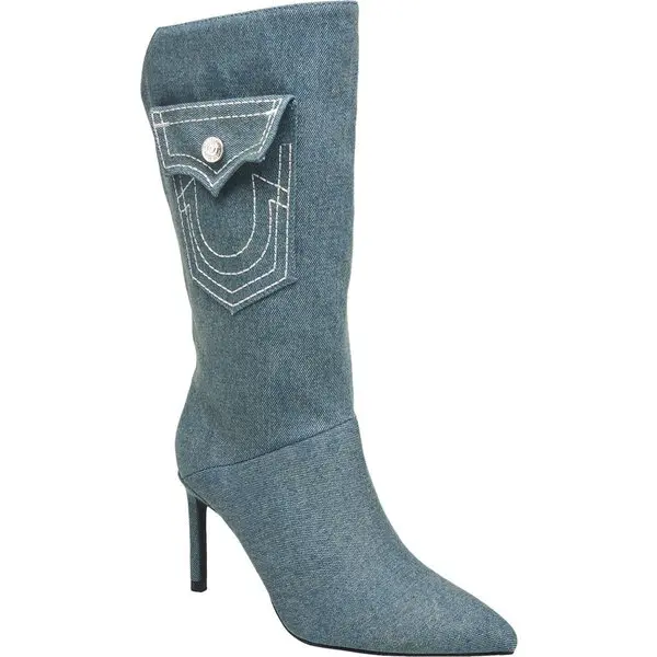 True Religion Knee High Boots - Blue Denim