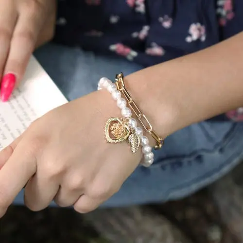 CELEBRITY PINK Stackable And Bead Bracelets For 5-piece Set