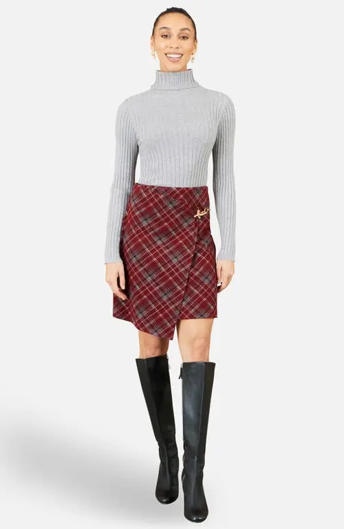 YUMI Check Wrap Mini Skirt