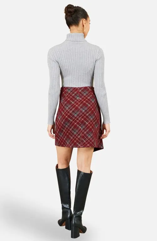 YUMI Check Wrap Mini Skirt