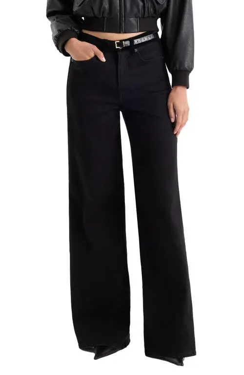 Good American Good Waist High Waist Palazzo Wide Leg Jeans - Black001