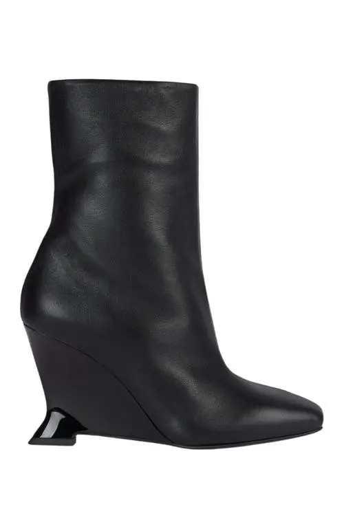 Balmain Wedge Smooth Leather Ankle Boots
