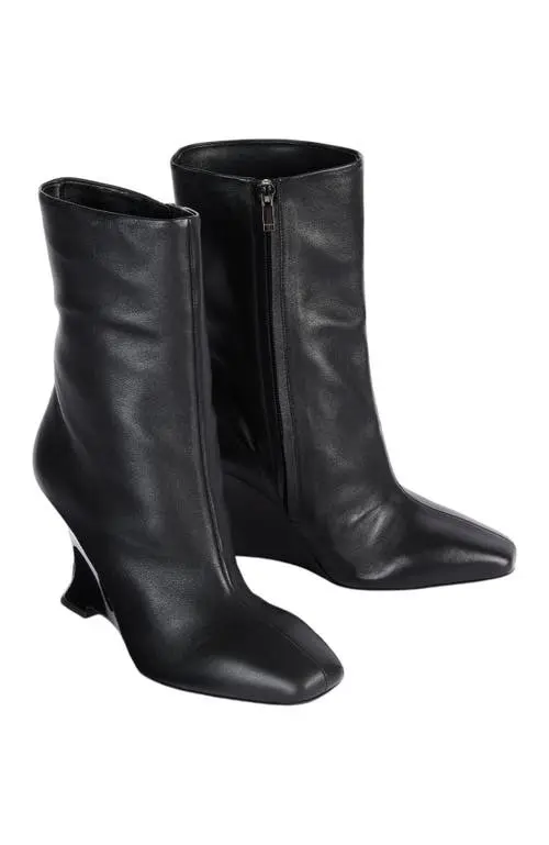 Balmain Wedge Smooth Leather Ankle Boots