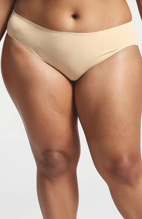 CALYPSA Full Coverage Bikini Bottom With Ruched Detail - Honey