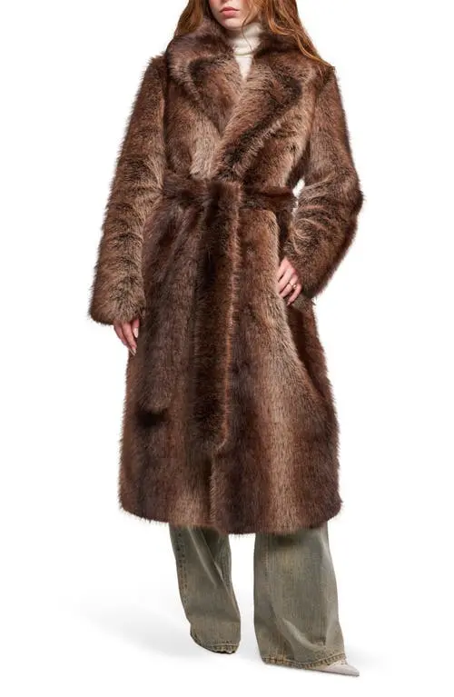 AZALEA WANG Cersei Faux Fur Jacket - Brown