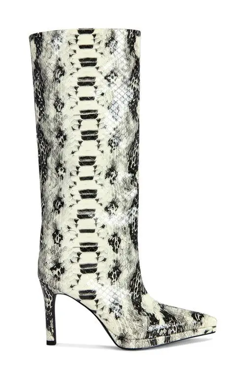 AZALEA WANG Barely Faux Snakeskin Knee High Boot
