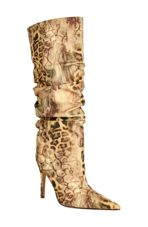 AZALEA WANG Sterre Leopard Print Knee High Boot - Brown Multi