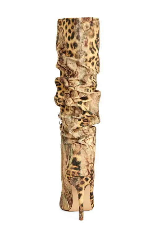 AZALEA WANG Sterre Leopard Print Knee High Boot