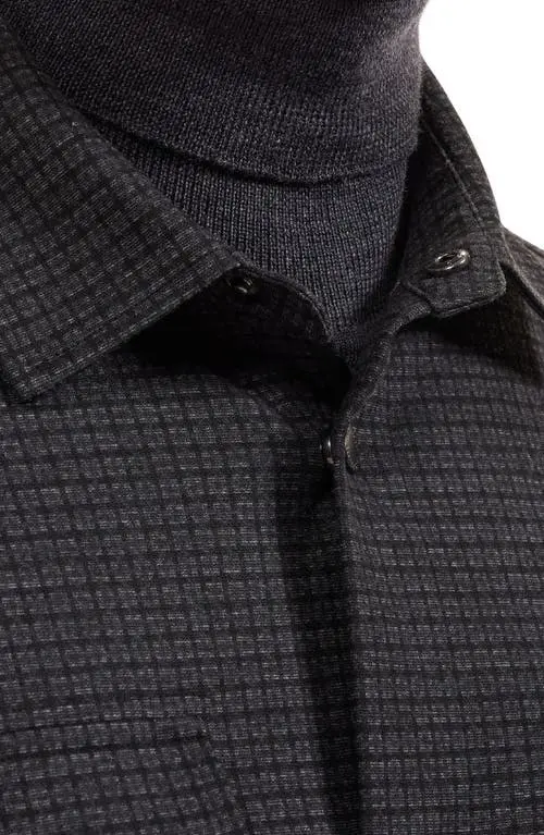 Bugatchi Long Sleeve Knit Button Up Shirt - Black