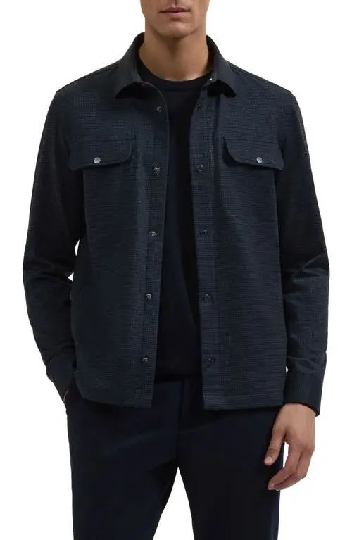 Bugatchi Long Sleeve Knit Button Up Shirt - Navy