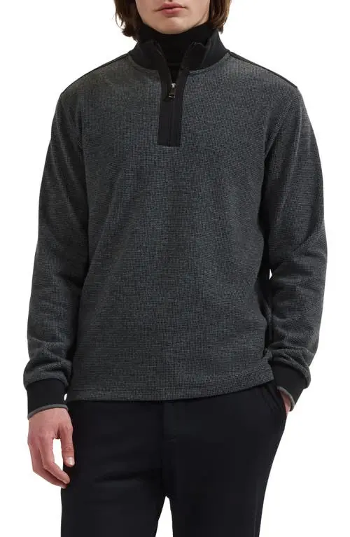 Bugatchi Quarter Zip Knit Pullover - Black