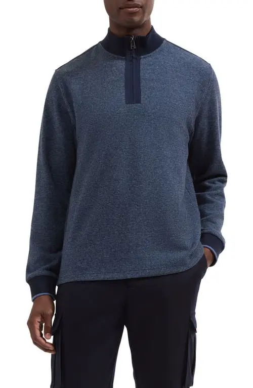 Bugatchi Quarter Zip Knit Pullover - Navy