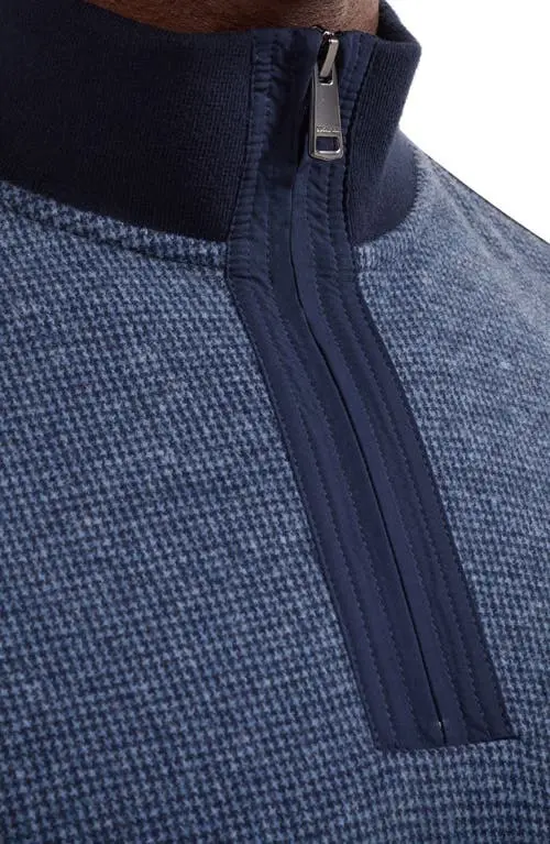 Bugatchi Quarter Zip Knit Pullover - Navy