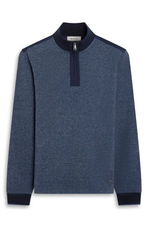 Bugatchi Quarter Zip Knit Pullover - Navy