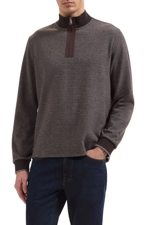 Bugatchi Quarter Zip Knit Pullover - Truffle