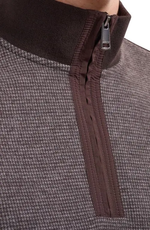 Bugatchi Quarter Zip Knit Pullover - Truffle