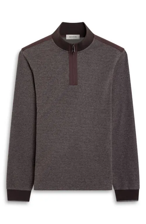 Bugatchi Quarter Zip Knit Pullover - Truffle