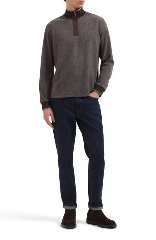 Bugatchi Quarter Zip Knit Pullover - Truffle