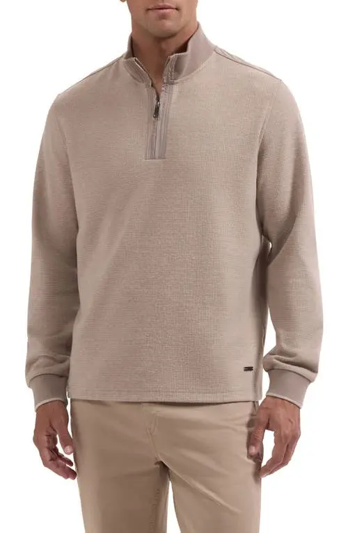 Bugatchi Quarter Zip Knit Pullover - Walnut