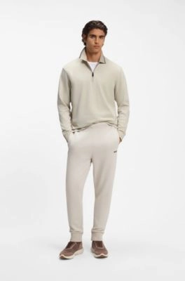 BOSS Interlock Cotton Polo Shirt With Striped Collar