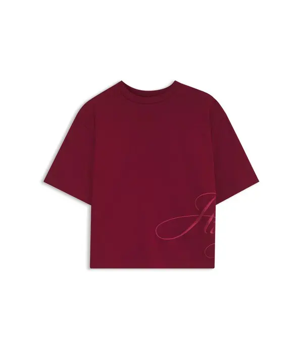 Hugo Cotton-jersey T-shirt With Oversized Logo Embroidery - Light Red