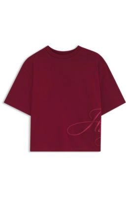 Hugo Cotton-jersey T-shirt With Oversized Logo Embroidery