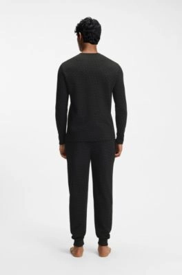 BOSS Pajama Top In A Waffle-textured Cotton Blend