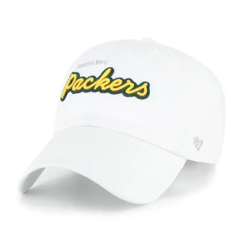 '47 Green Bay Packers Trendy Script Clean Up Adjustable Hat - White