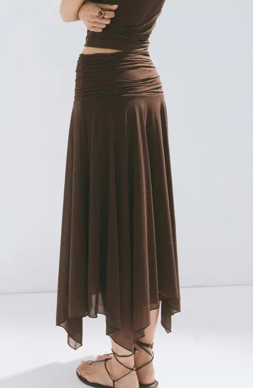 Mango Asymmetric Chiffon Midi Skirt