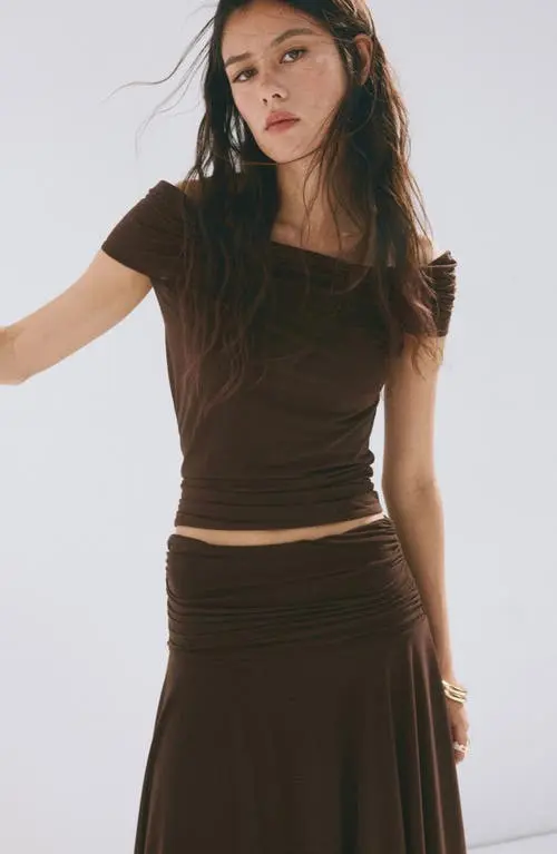 Mango Asymmetric Chiffon Midi Skirt