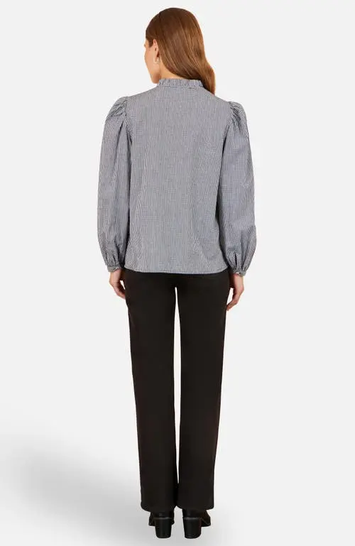 YUMI Cotton Gingham Embroidered Shirt