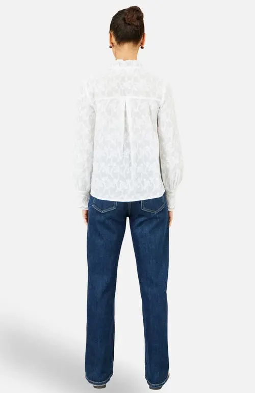 YUMI Lace Detail Cotton Blouse