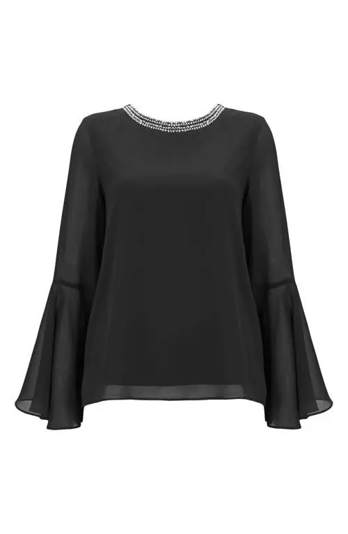 WALLIS Embellished Neck Blouse With Bell Sleeves