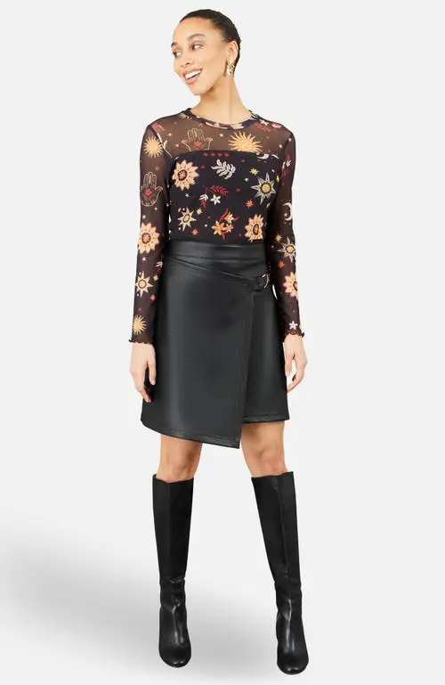 YUMI Faux Leather Wrap Skirt
