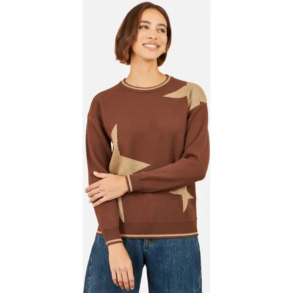 YUMI Star Relaxed Jumped With Sparkle - Brown